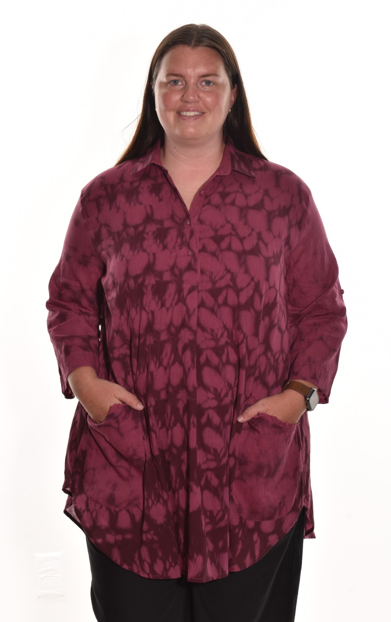 Lea. Double Pocket Tunic In Organic Cotton Mulmul With Pipe Tye Dye ...
