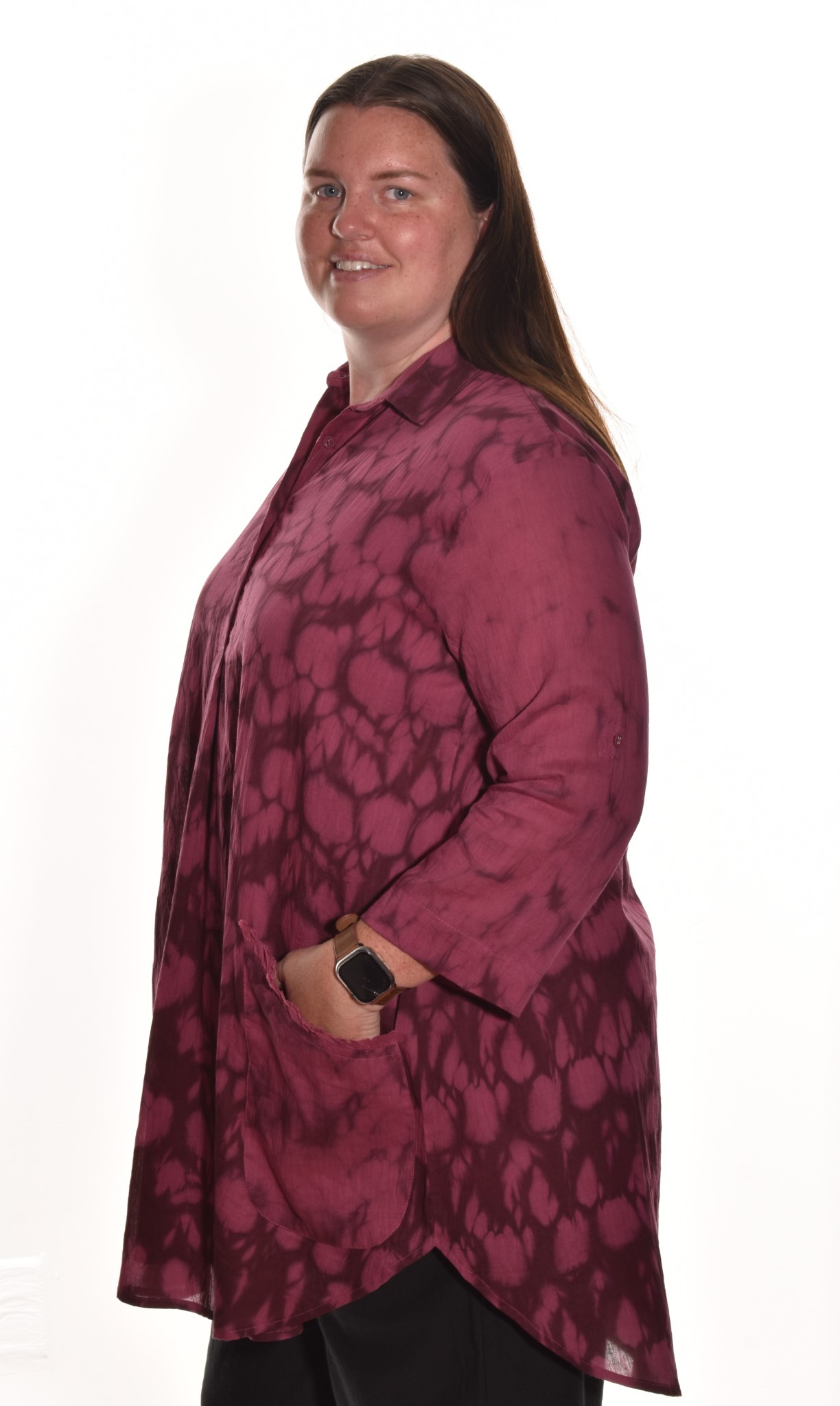 Lea. Double Pocket Tunic In Organic Cotton Mulmul With Pipe Tye Dye ...