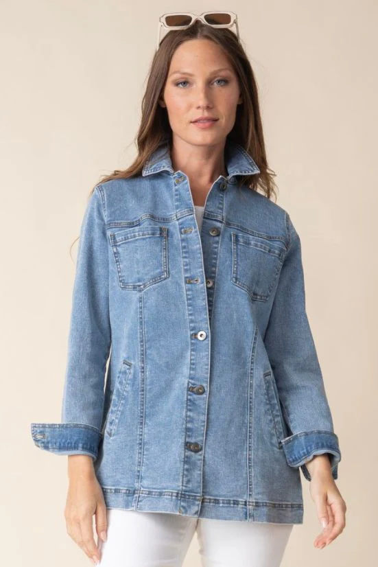 Habitat. Boyfriend Jacket In Stretch Denim. #11410. - Lea's